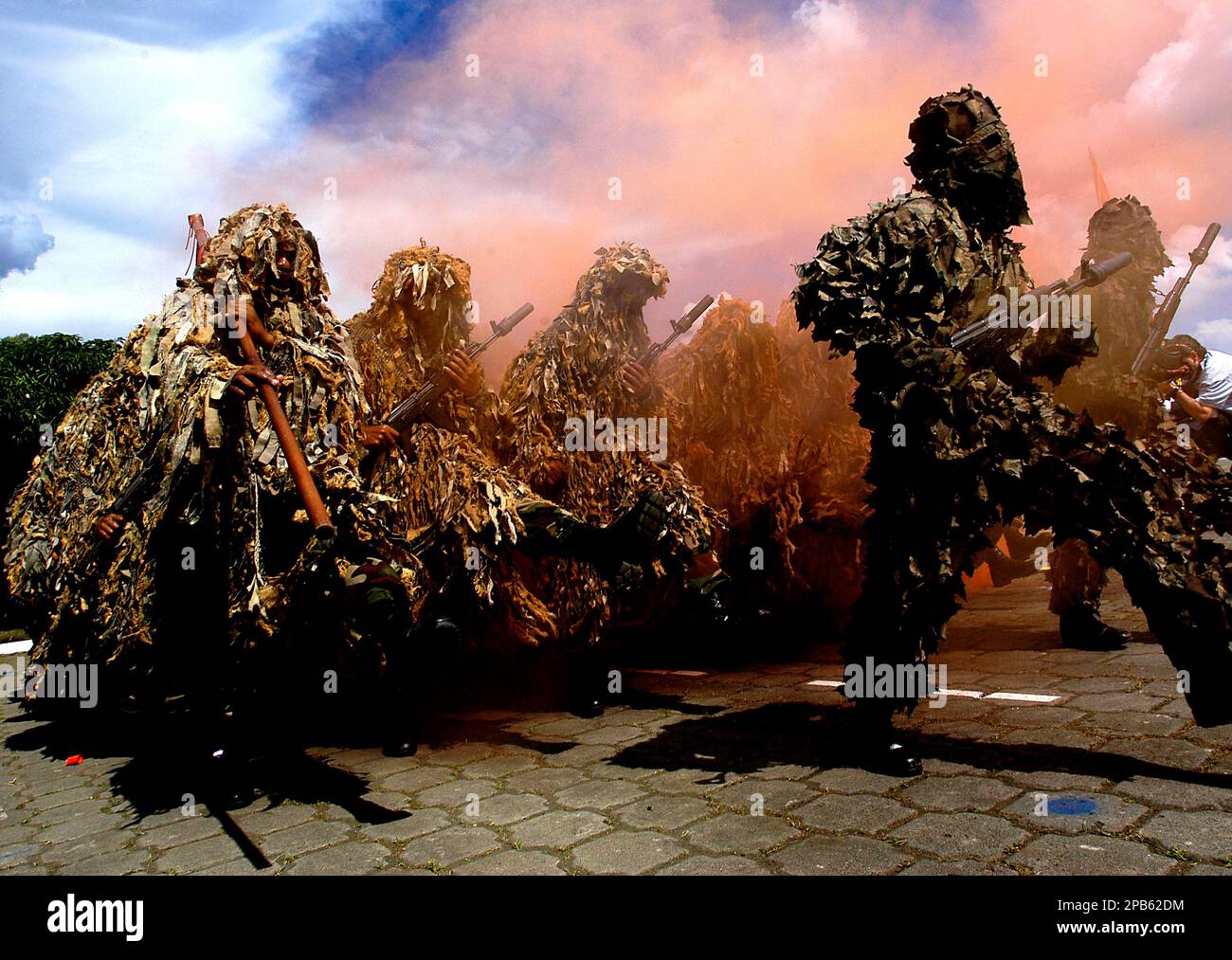 Nicaraguan army soldiers march in a parade marking the army's 28th ...