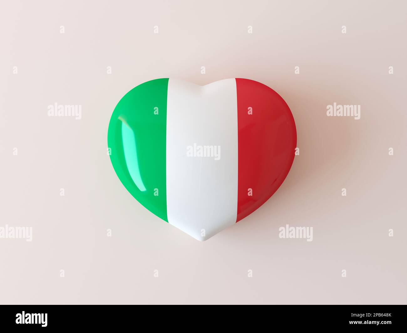 Heart symbol with Italian flag. Isolated on pastel background. 3d ...