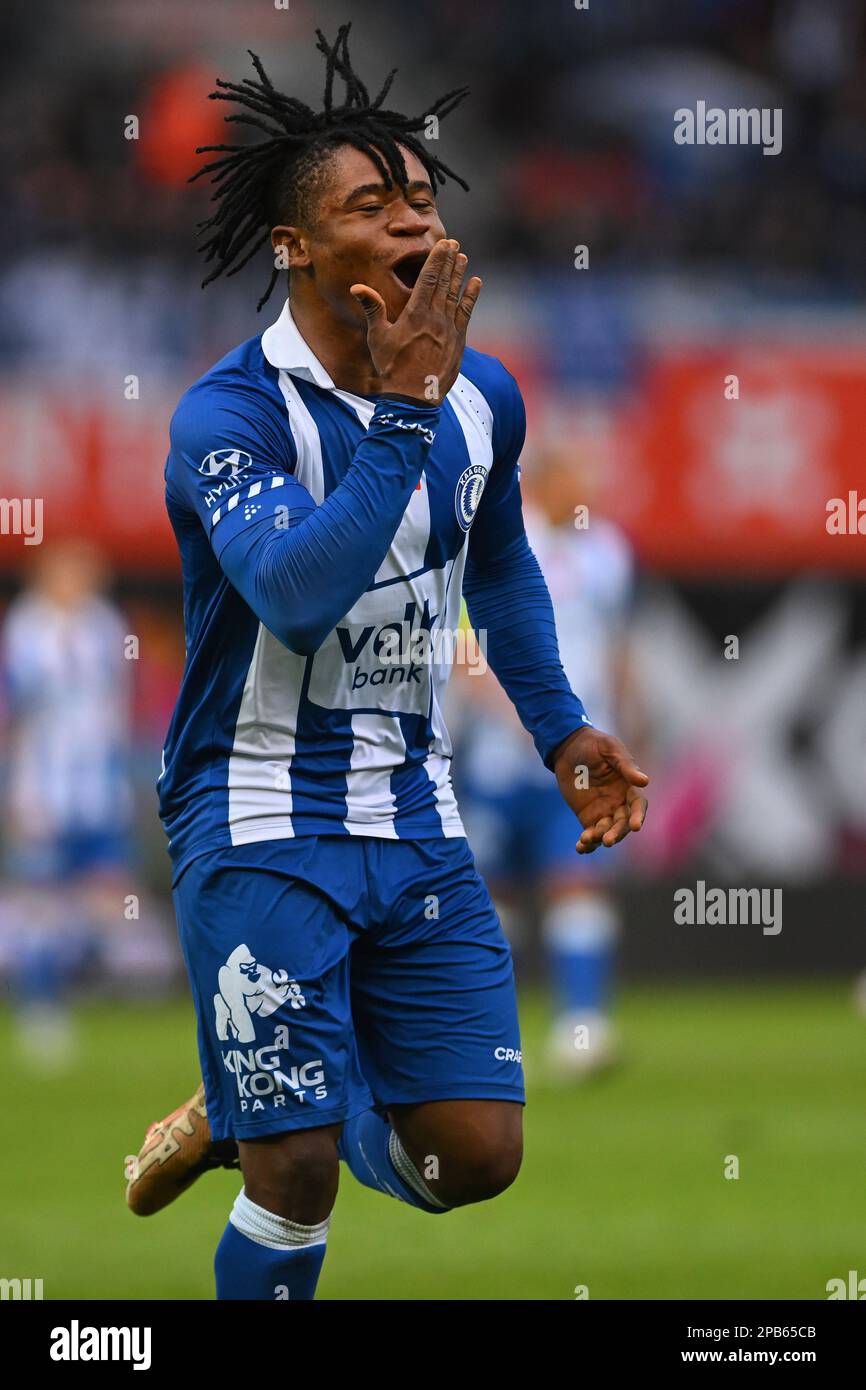 Gent's Gift Emmanuel Orban and celebrates after scoring during a soccer ...