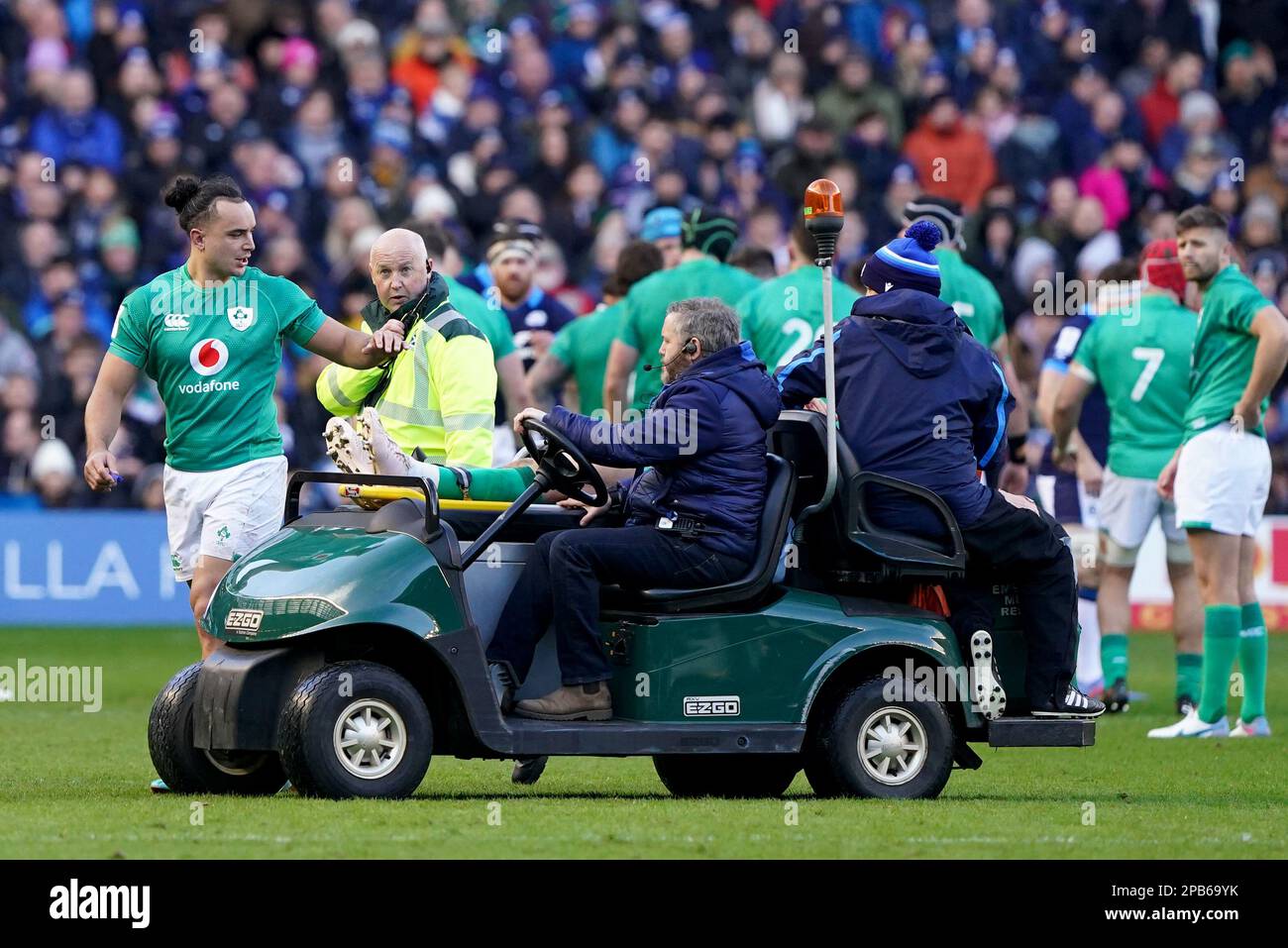 Ireland’s Gary Ringrose is stretchered from the field by medical staff ...