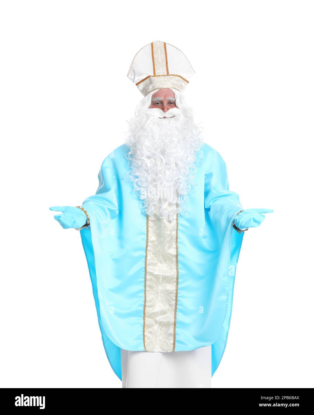 Portrait of Saint Nicholas on white background Stock Photo - Alamy