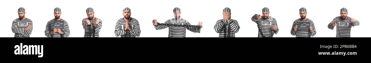 Collage with photos of prisoner on white background. Banner design ...