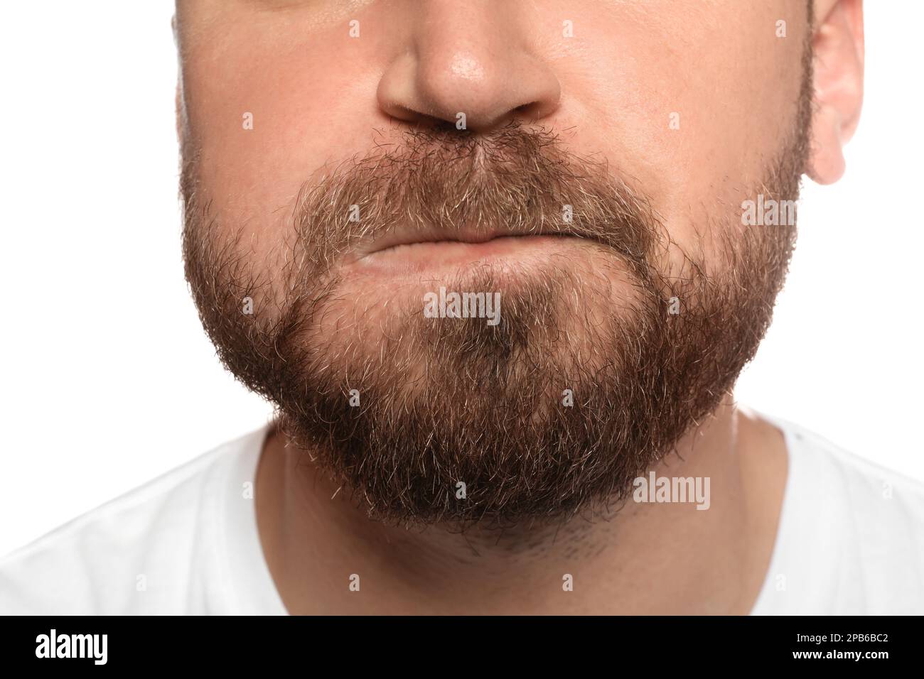 Man rinsing his mouth on white background, closeup. Dental care Stock ...