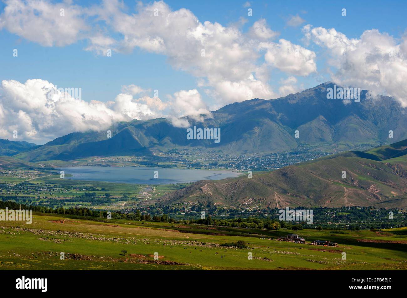 The hill station of Taffi Del Valle in the foreground, Lago La ...