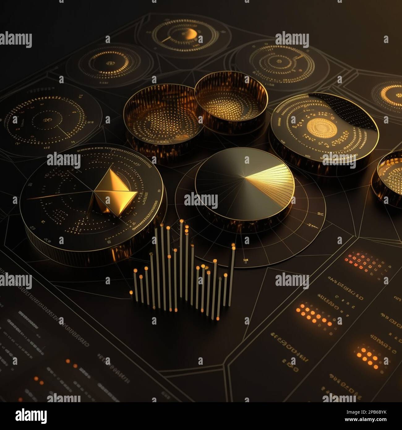 coins financial graph from top to bottom, black background gold theme ...