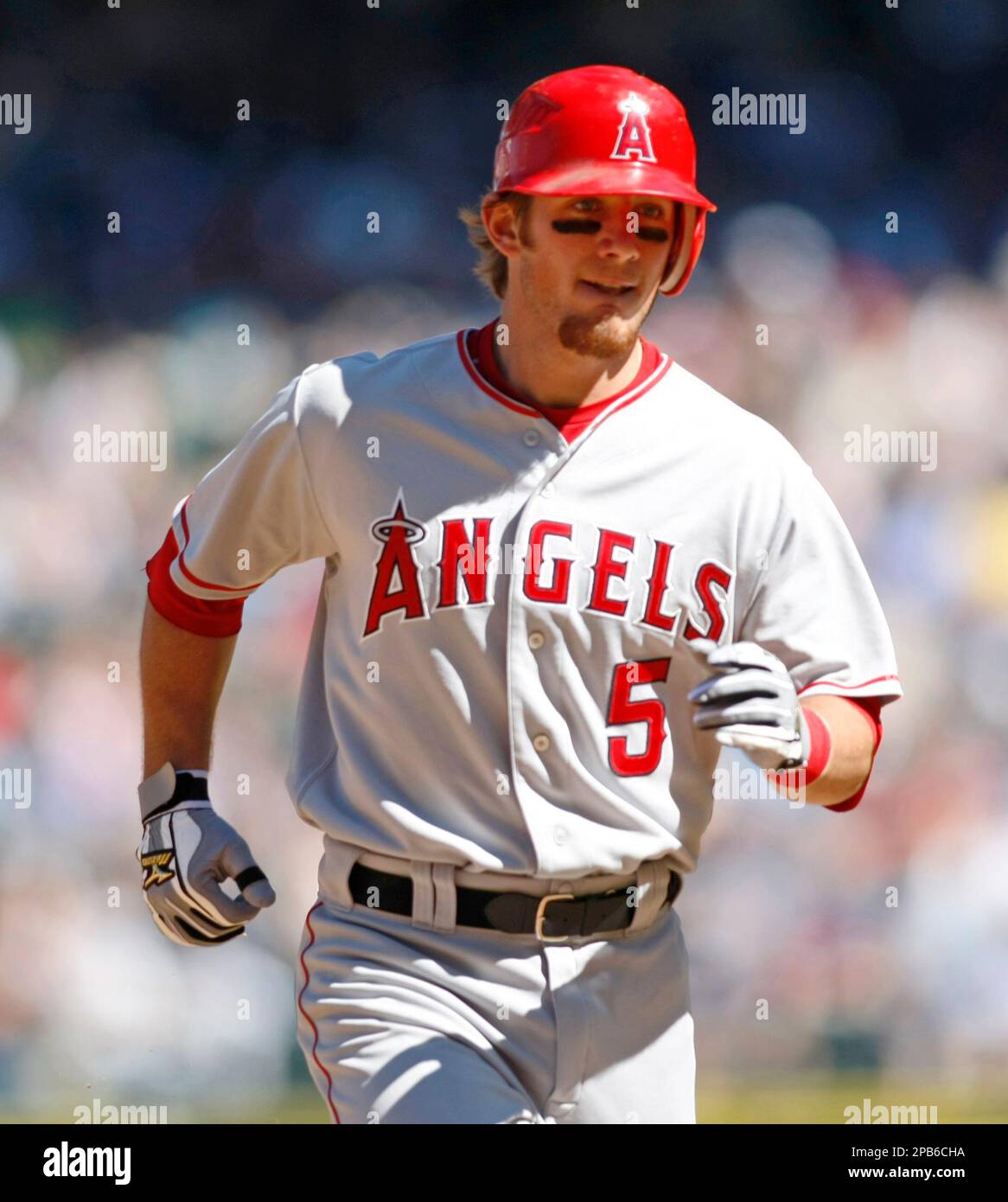 Los Angeles Angels' Jeff Mathis rounds the bases after hitting a solo ...