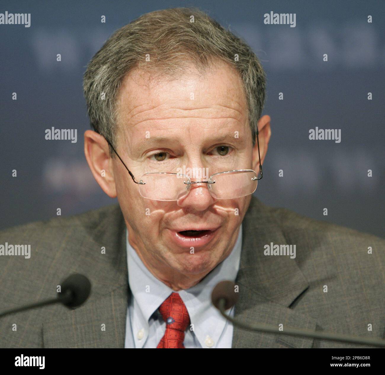 NASA administrator Michael Griffin speaks during a news conference at ...