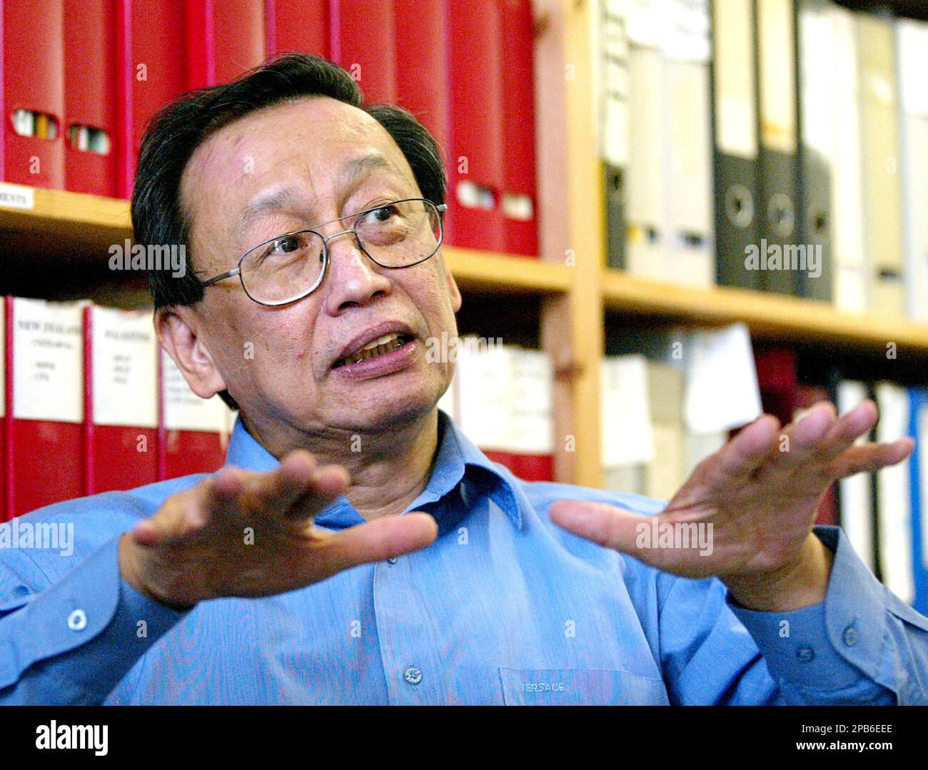 ** FILE ** Philippine communist rebel leader Jose Maria Sison gestures ...