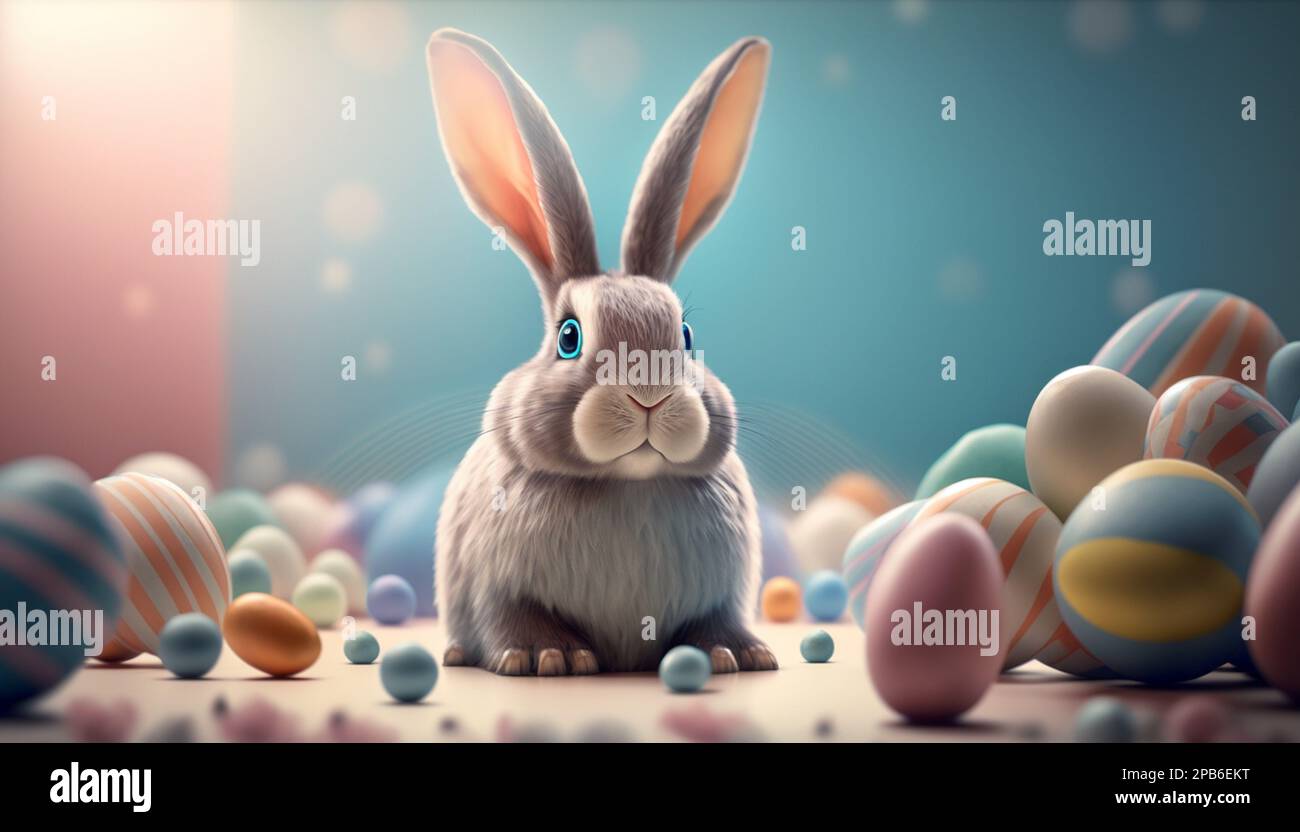 Easter bunny, water splashes, light blue Stock Photo - Alamy