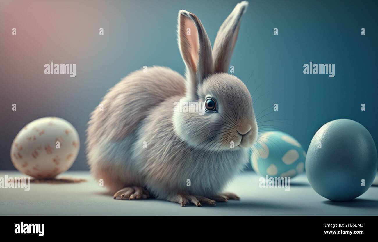 Easter bunny, water splashes, light blue Stock Photo - Alamy