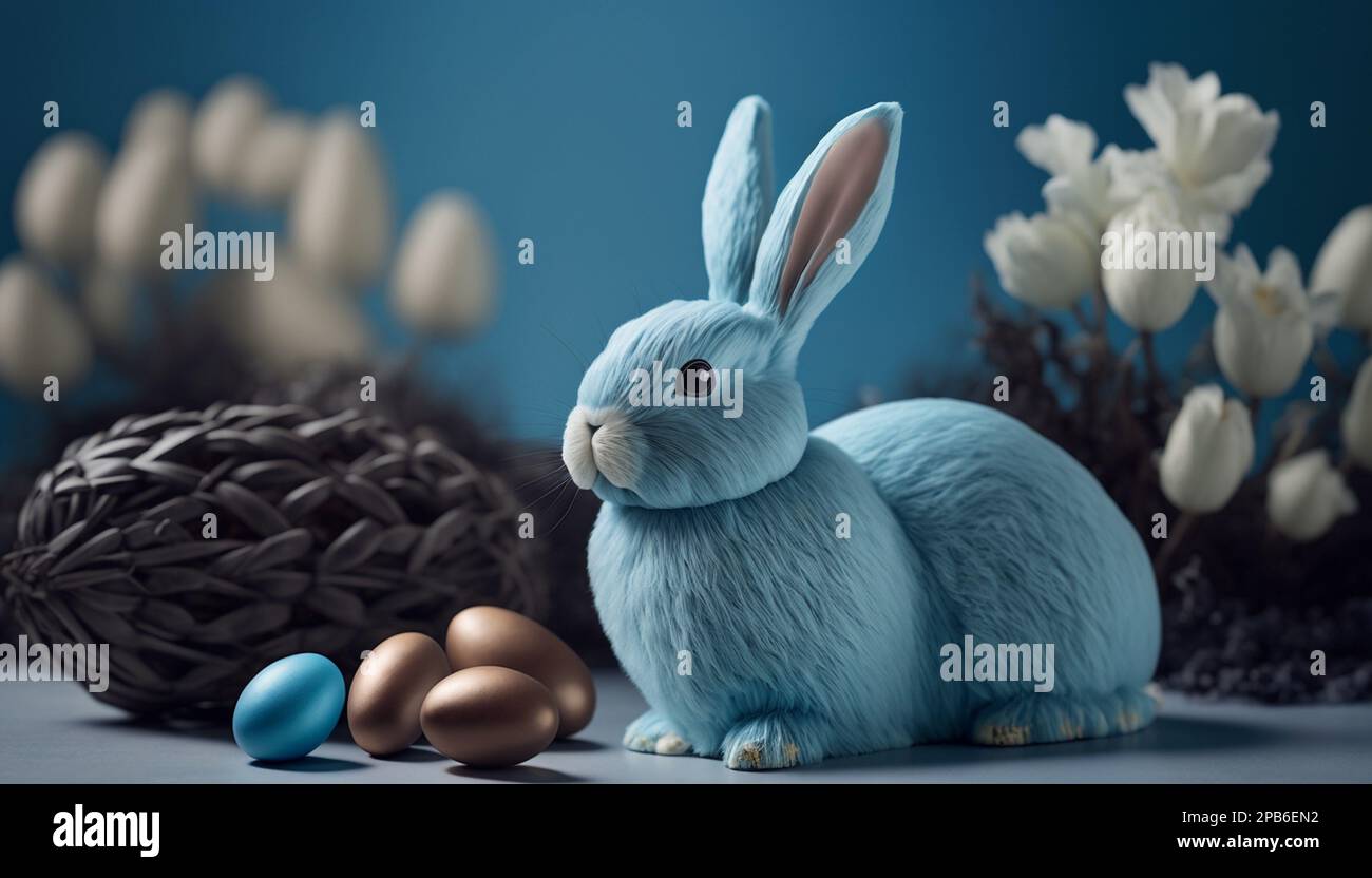 Easter bunny, water splashes, light blue Stock Photo - Alamy