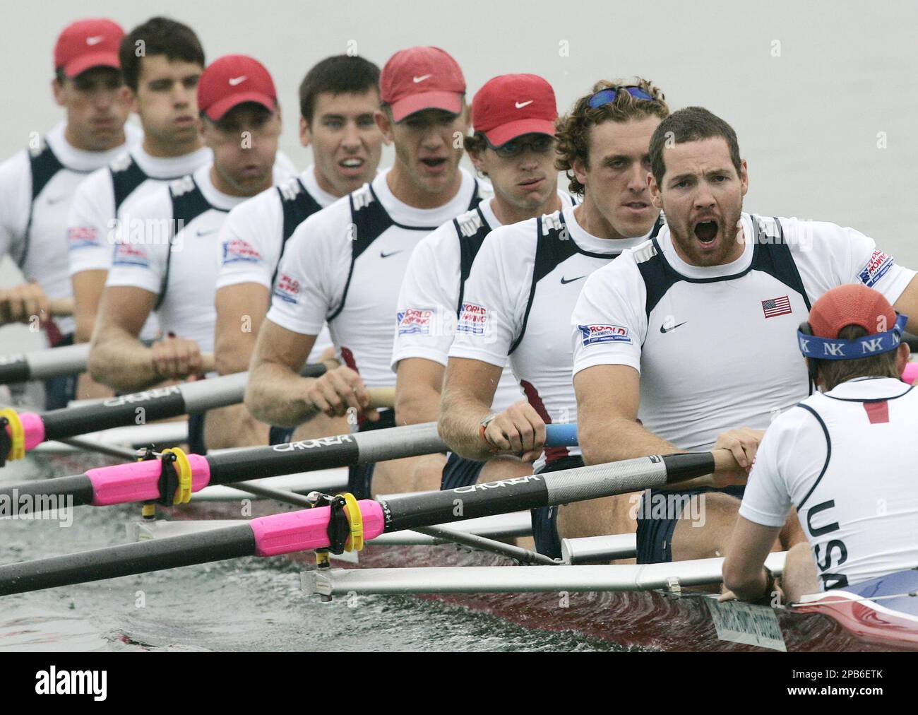 The Men's Eight from the U.S. with cox Marcus McElhenny, Daniel Walsh ...