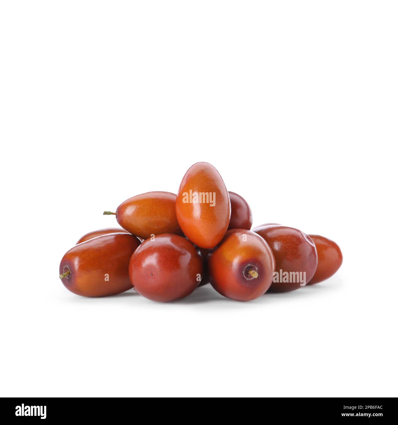 Heap of ripe red dates on white background Stock Photo - Alamy