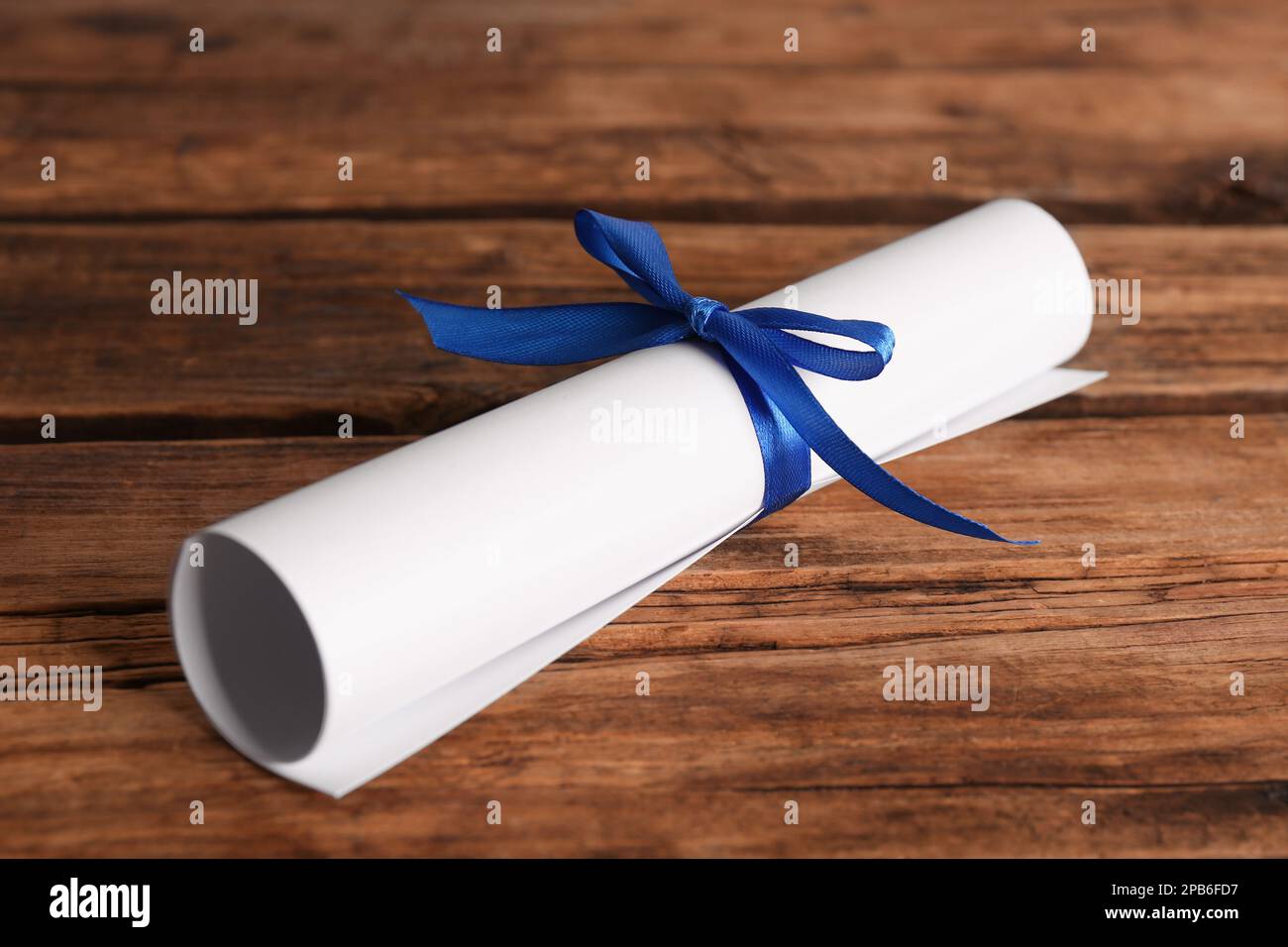 Rolled Diploma Blue Ribbon