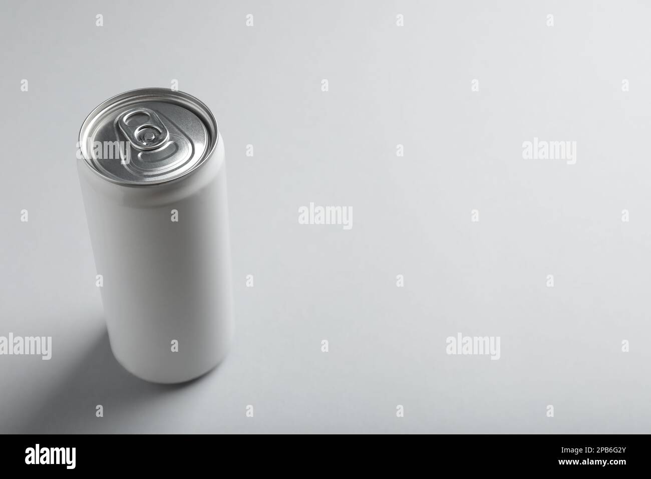 Can of energy drink on white background. Space for text Stock Photo - Alamy