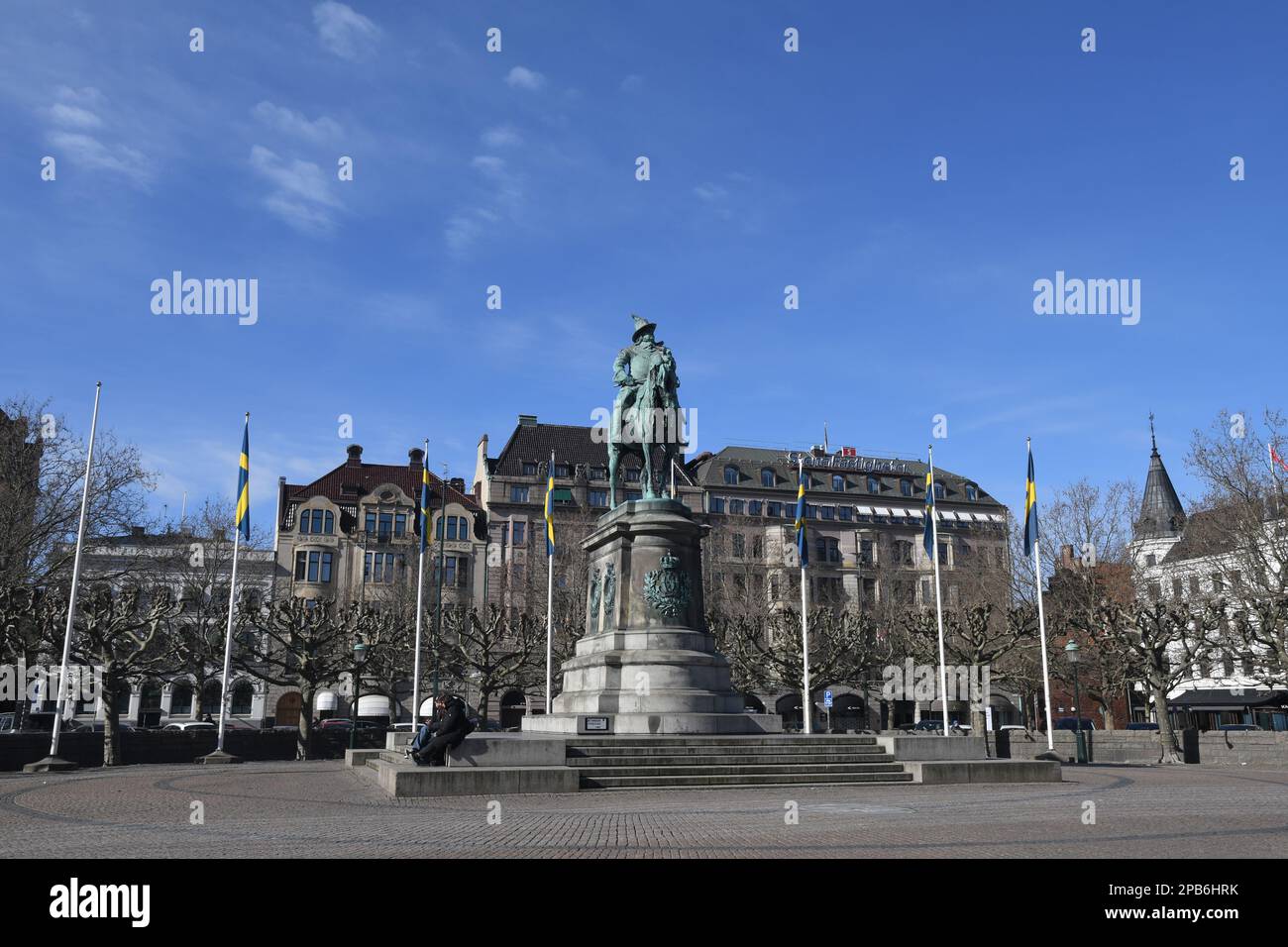 Malmo/Sweden/12 March 2023/Statue of Swedish late kig Karl X Gustav in ...
