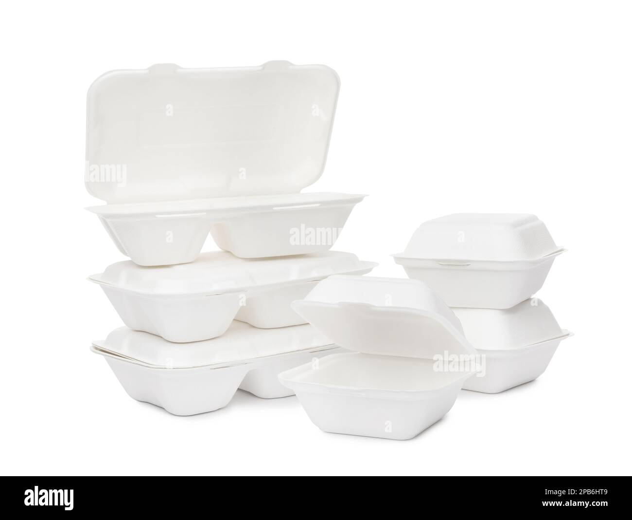Set of different containers for food on white background Stock Photo ...