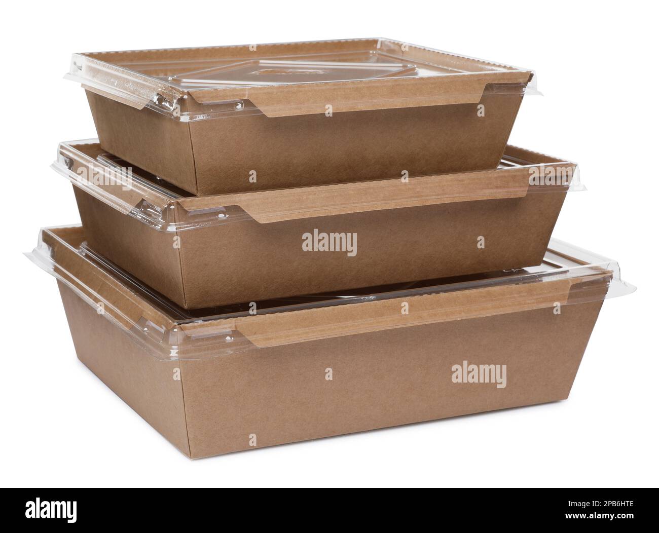 Stacked paper containers for food on white background Stock Photo - Alamy