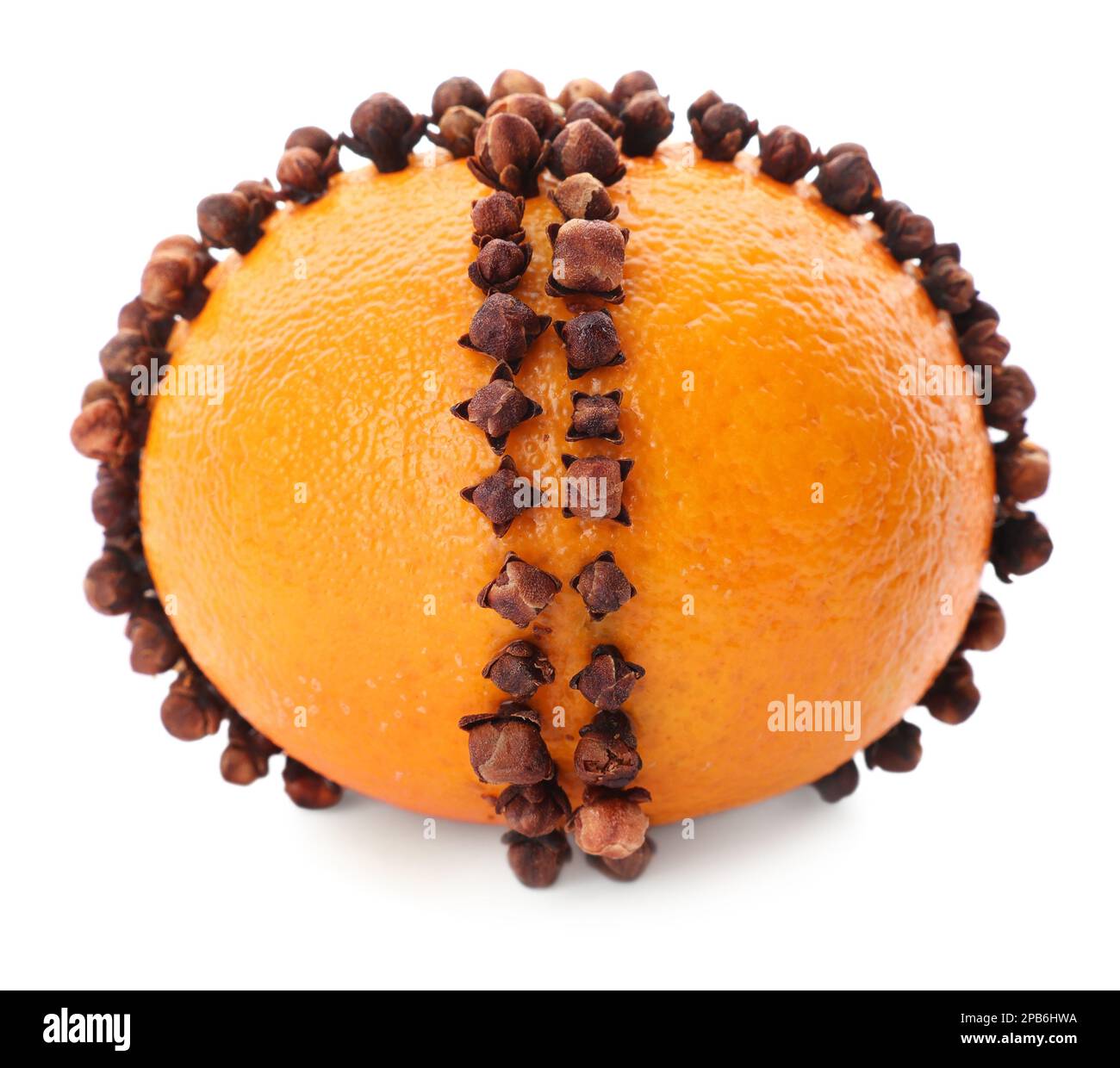 Pomander ball made of tangerine with cloves isolated on white Stock ...
