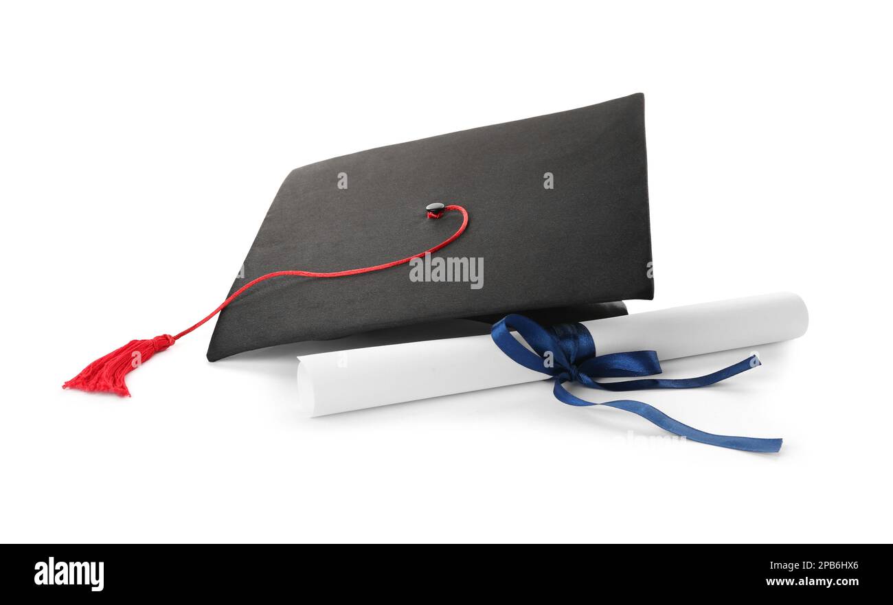 Graduation concept on blue Cut Out Stock Images & Pictures - Alamy