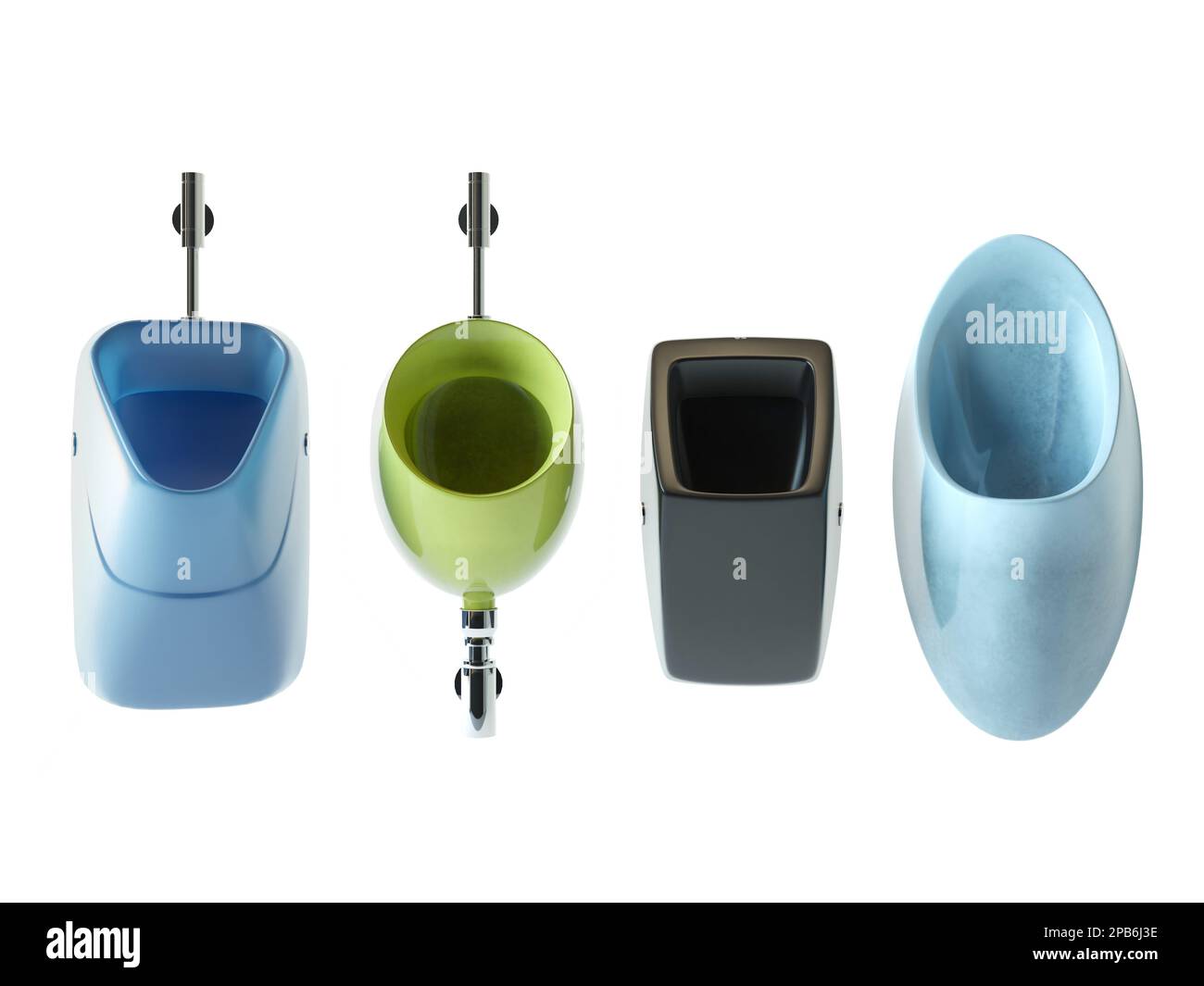 A set of ceramic urinals isolated on a white background. Plumber set ...