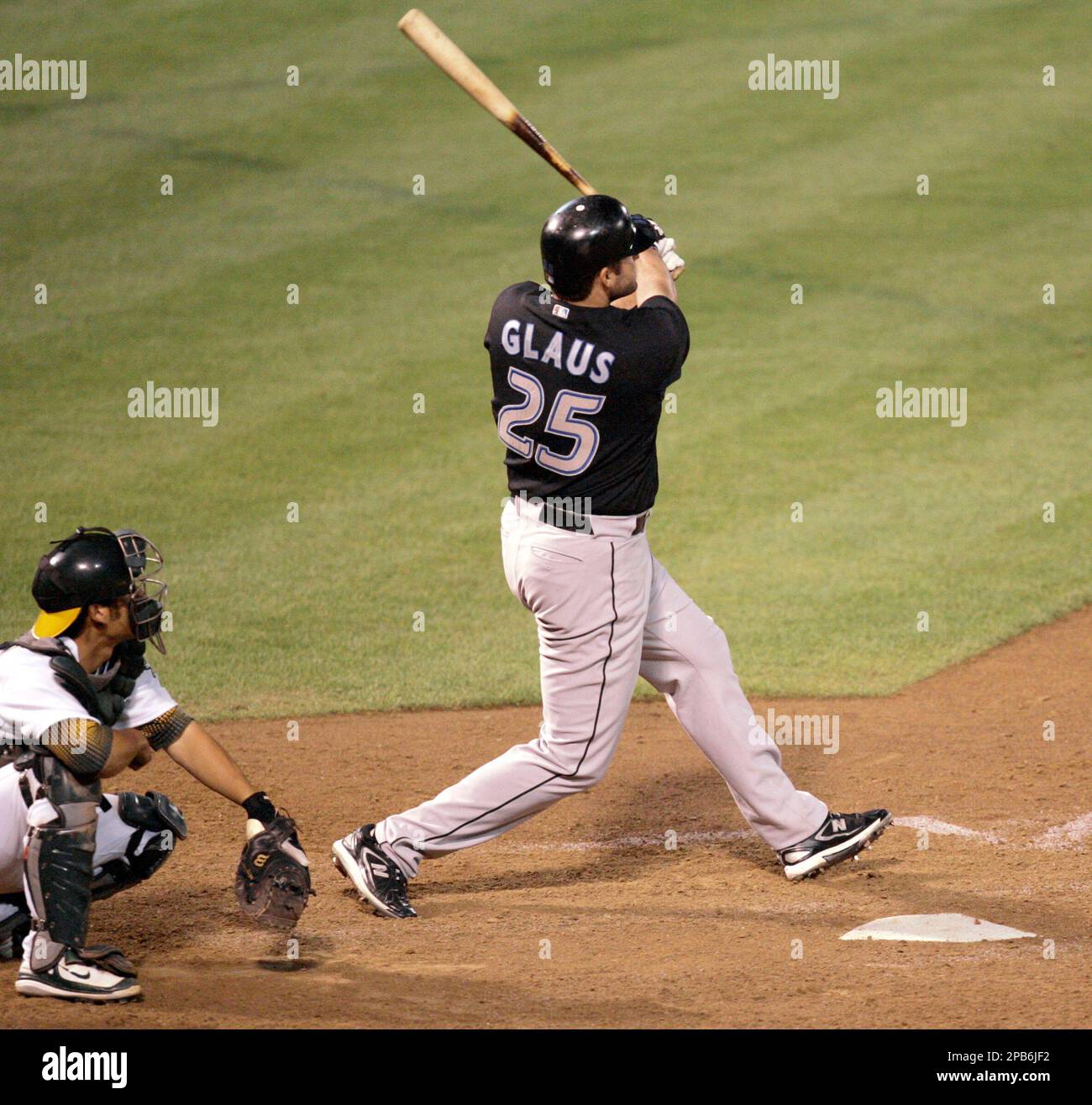 Toronto Blue Jays' Troy Glaus swings for an RBI double off Oakland ...