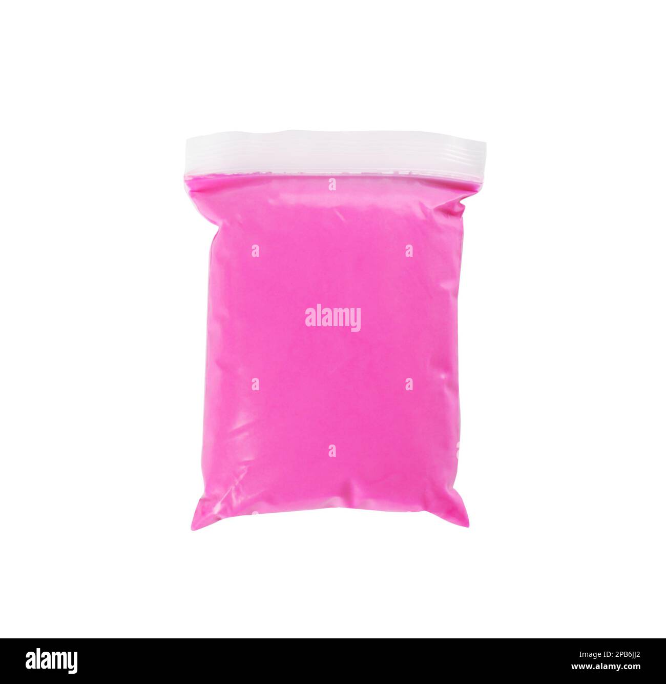 Package of pink play dough on white background, top view Stock Photo ...
