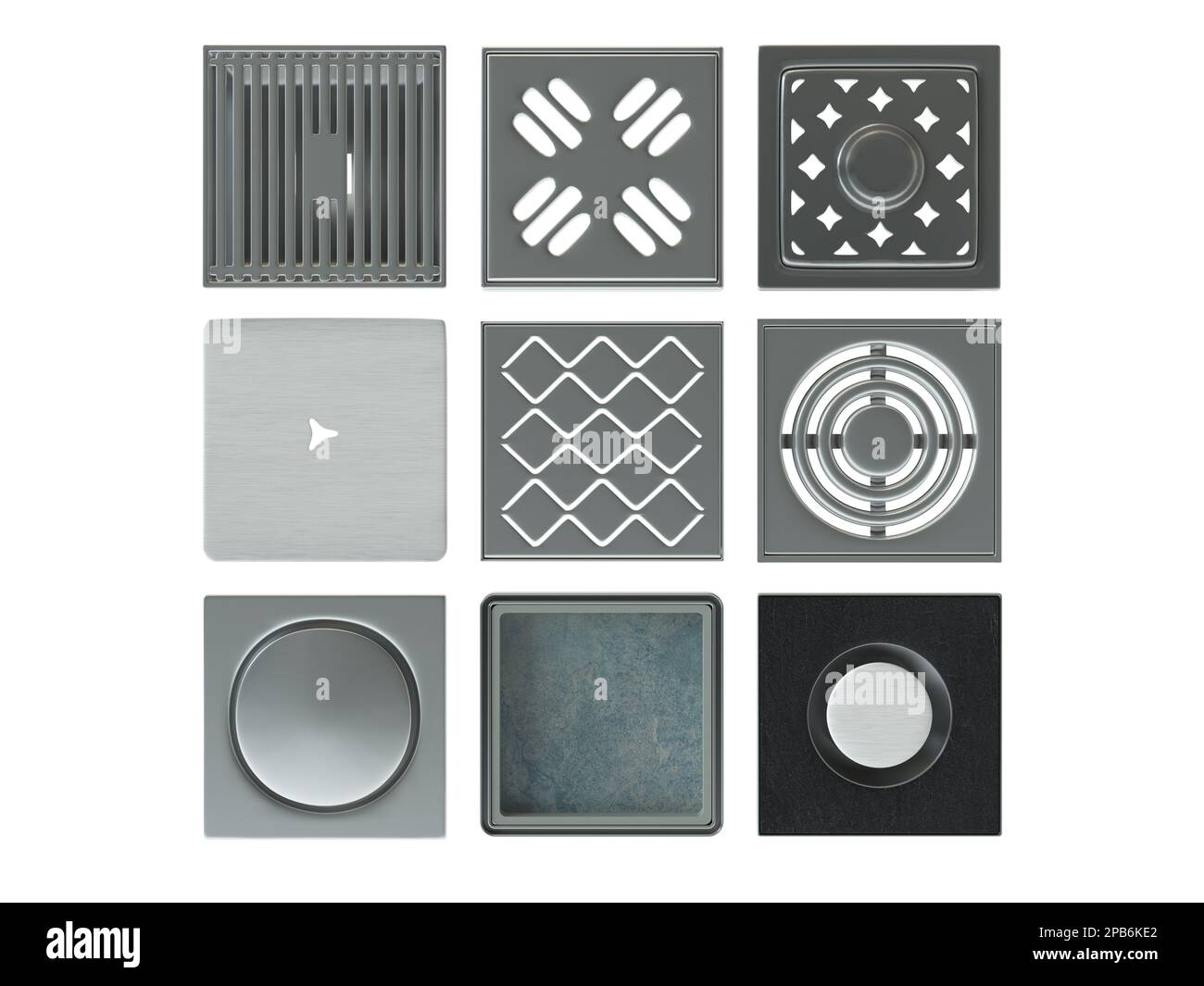 Set of realistic different ventilations grilles isolated on white ...