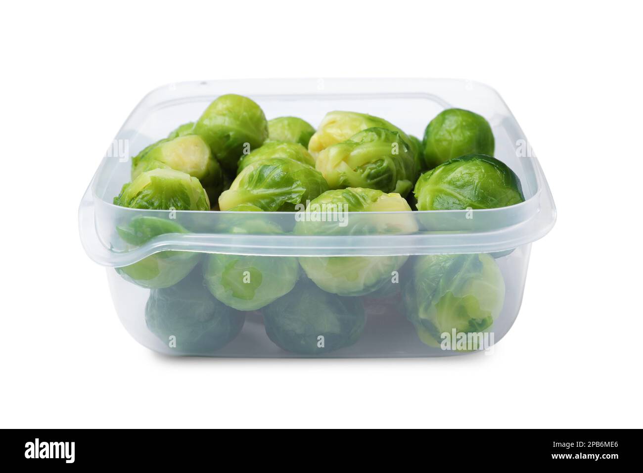Brussels sprouts in plastic container isolated on white Stock Photo - Alamy
