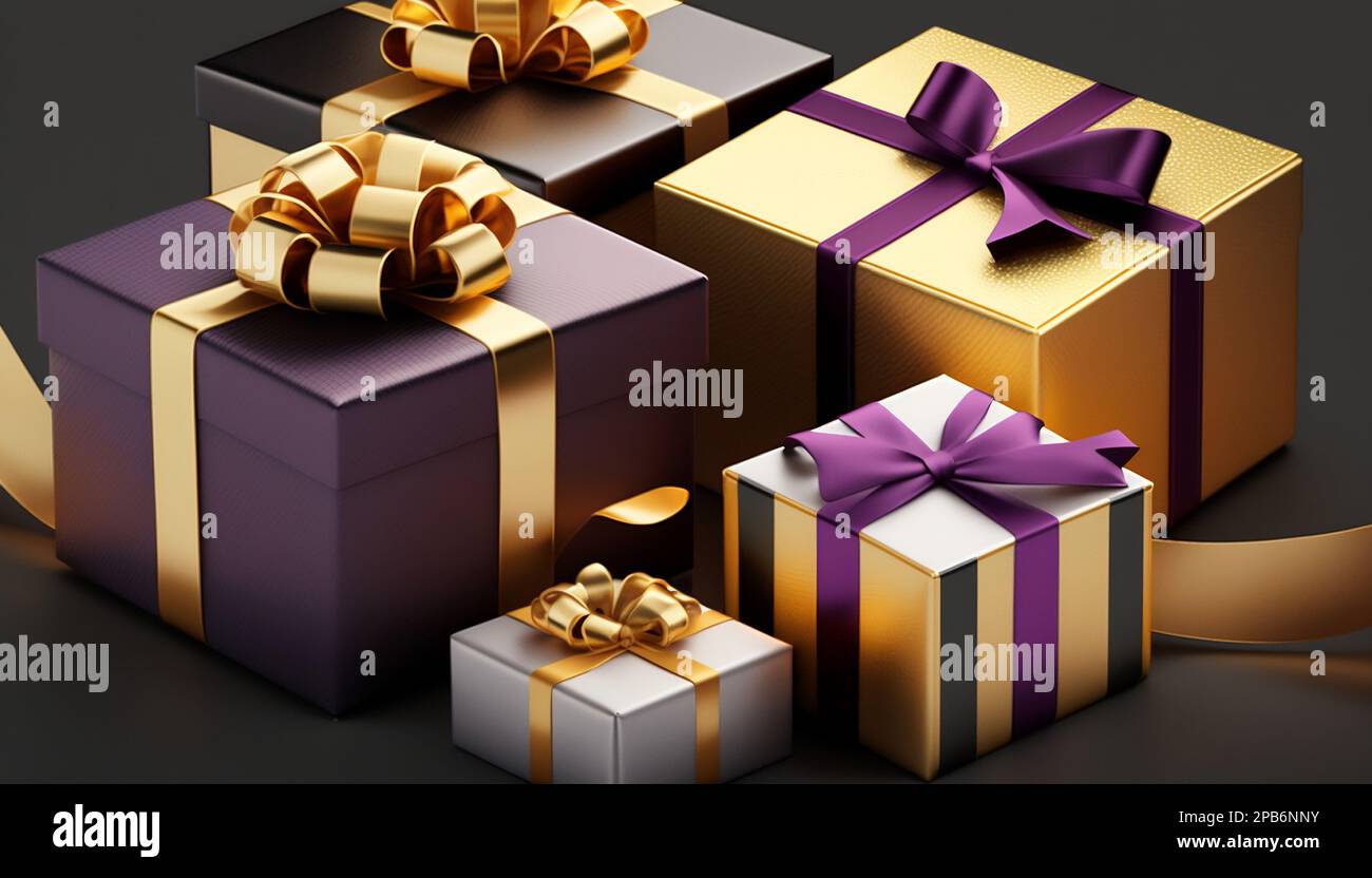 Golden luxury gift box hi-res stock photography and images - Alamy