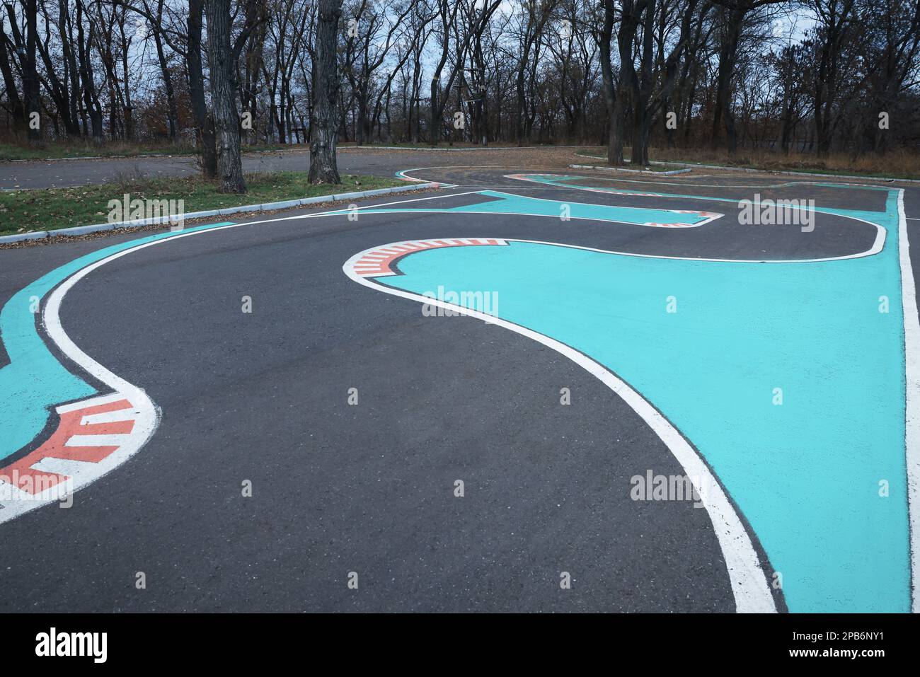 Driving school test track with marking lines for practice Stock Photo ...