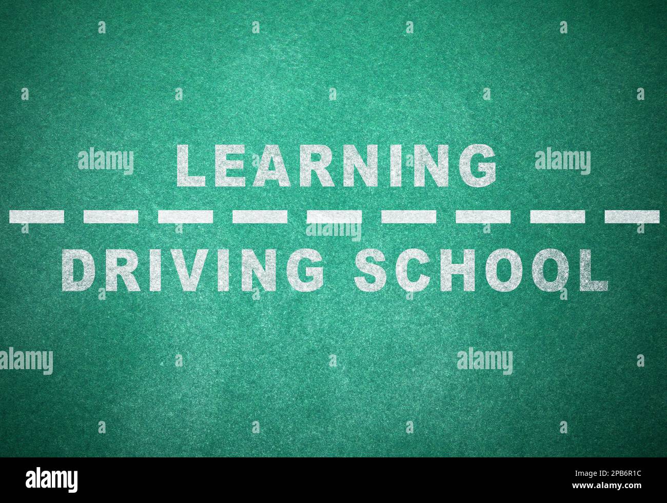 Driving school concept. Text and dashed line on green chalkboard Stock ...