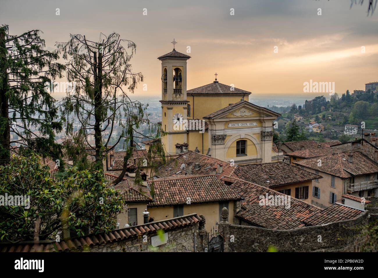 Church of Santa Grata Inter Vites in Bergamo. Scenic views of Citta ...