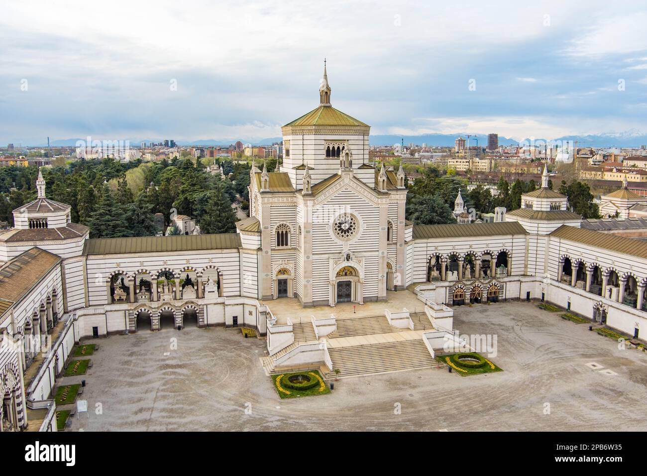 Aerial view of Cimitero Monumentale di Milano or Monumental Cemetery of ...