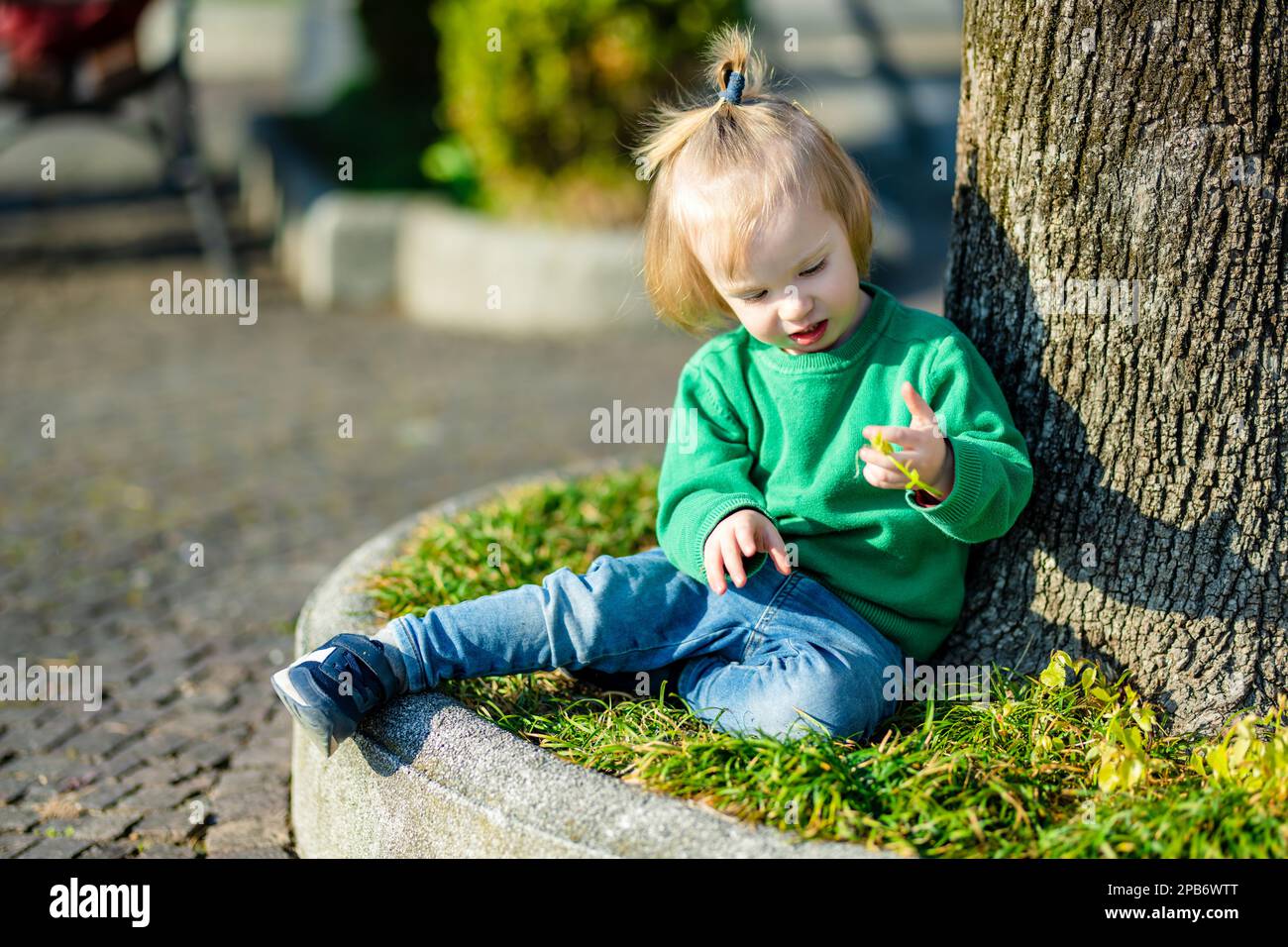 Cute toddler boy having fun exploring in Bellagio, one of the most ...