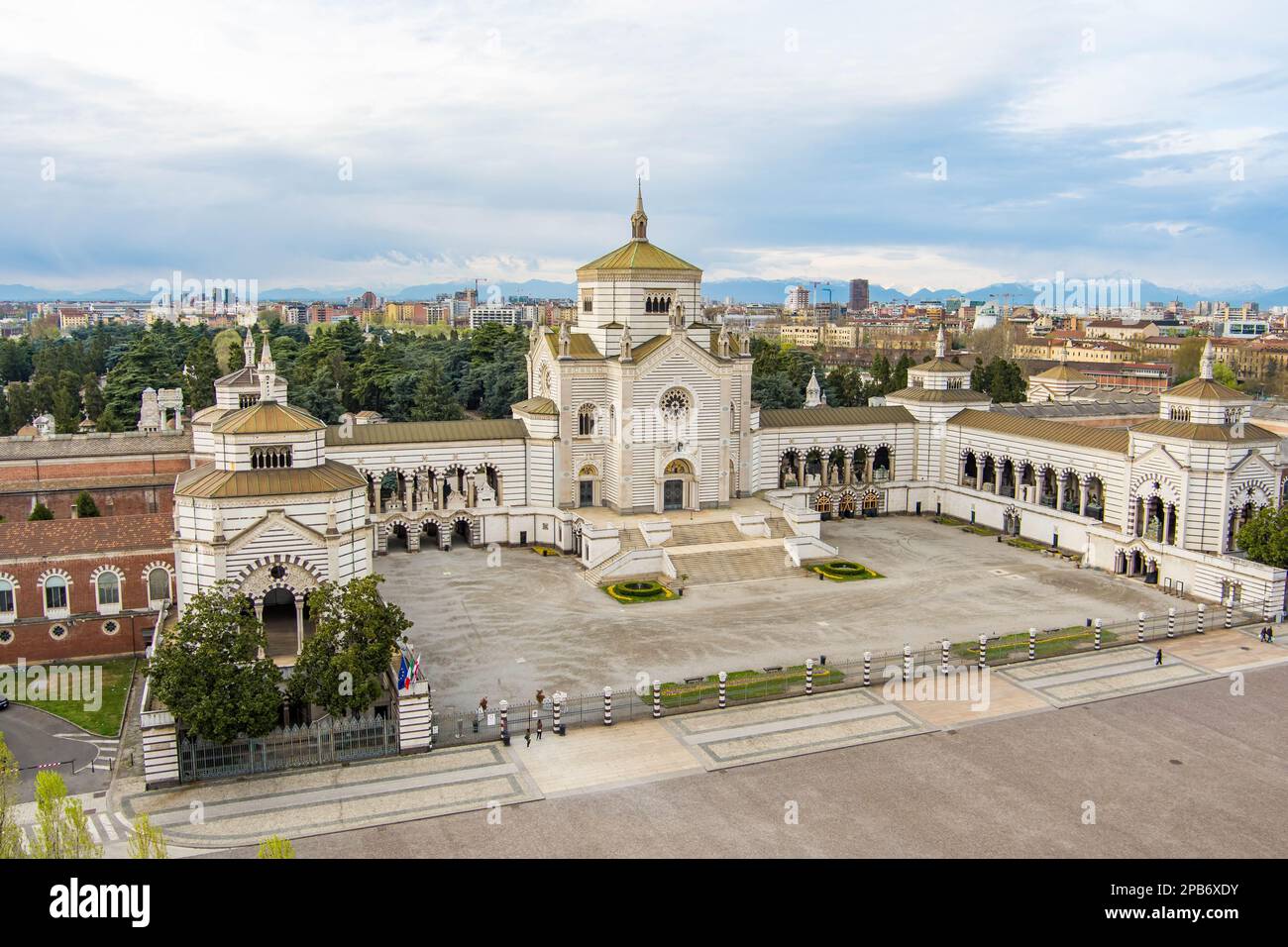 Aerial view of Cimitero Monumentale di Milano or Monumental Cemetery of ...
