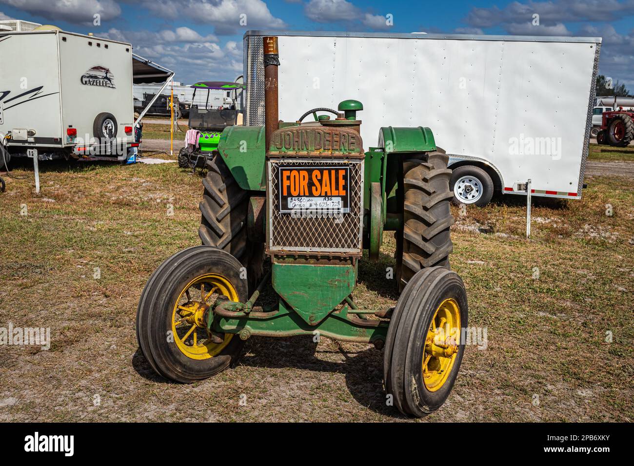 Fort Meade, FL - February 26, 2022: High perspective front view of a ...