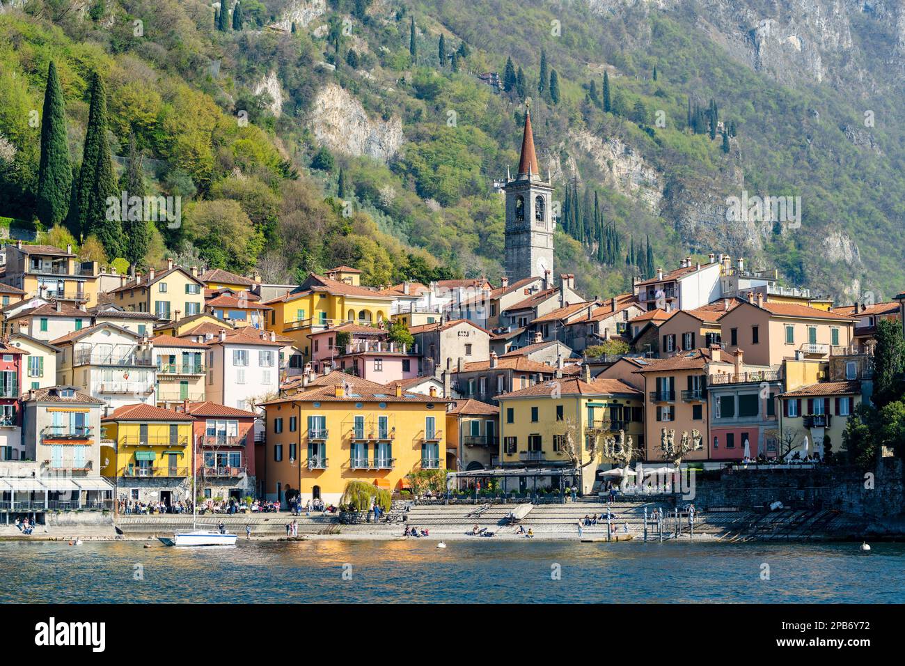 Typical colorful houses in Varenna, one of the most picturesque towns ...