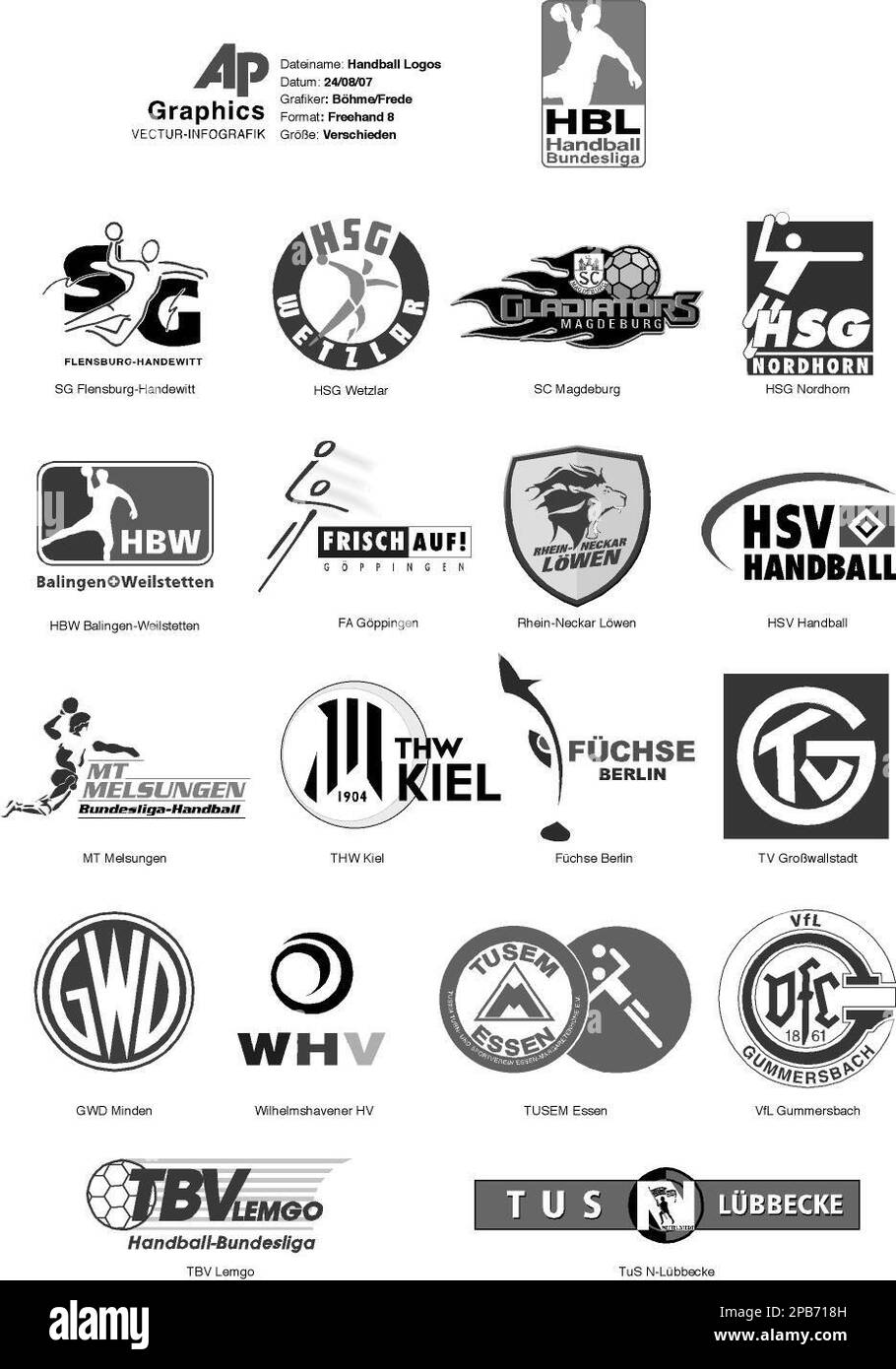 GRA10 GRAFIK HANDBALL LOGOS - Zeichnungen der aktuellen Vereinslogos ...