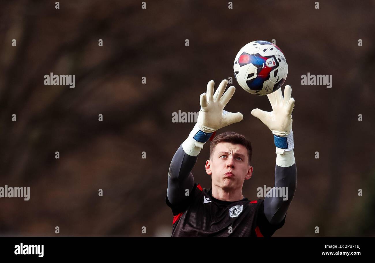 Stevenage Goalkeeper Jon McCracken warms up ahead of the Sky Bet League ...