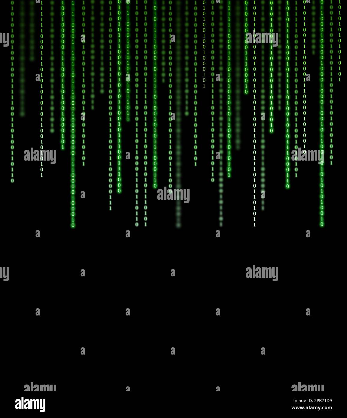 Vertical background with matrix binary digital digits of different lengths to overlay on your ...