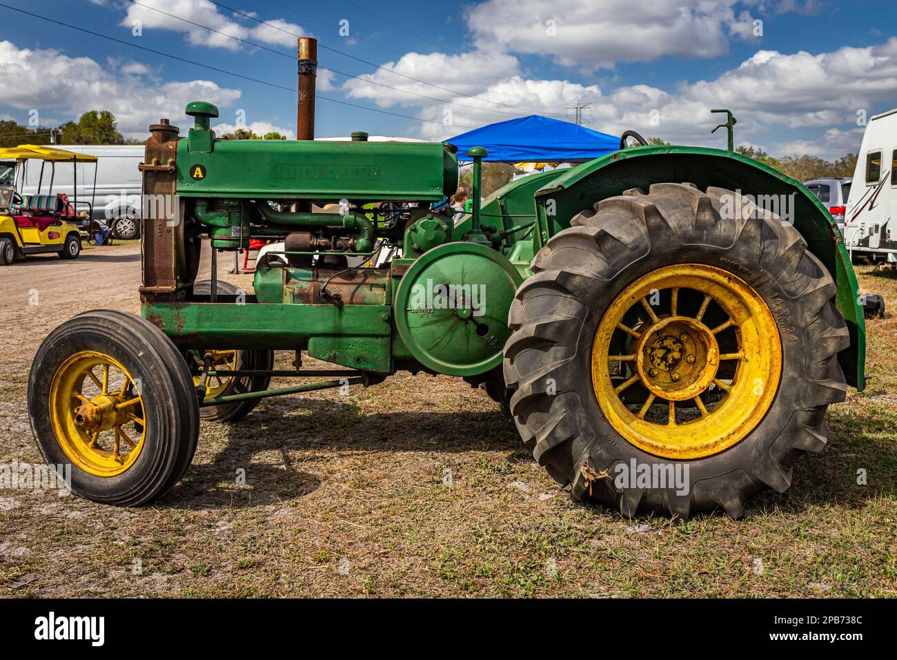 Fort Meade, FL - February 26, 2022: High perspective side view of a ...