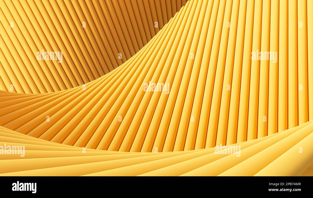 Abstract wavy yellow circular stripes - 3d illustration Stock Photo - Alamy