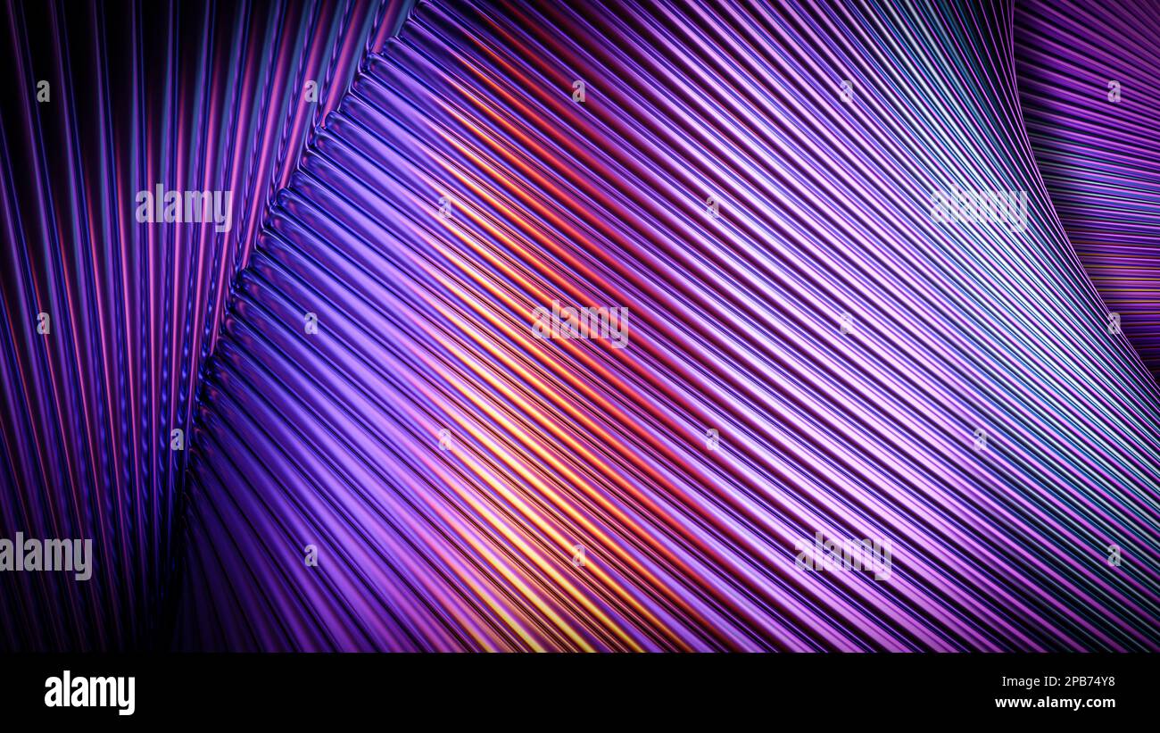 Wallpaper with metallic waves in violet-blue gradient - 3d illustration ...