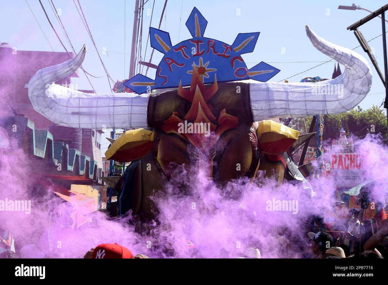 08 March 2023, Tultepec, Mexico: General view of monumental cardboard ...