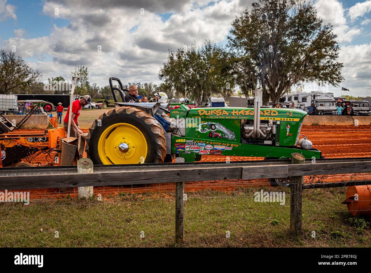 Fort Meade, FL - February 26, 2022: Wide angle side view of a 1963 John Deere 4010 Tractor ...