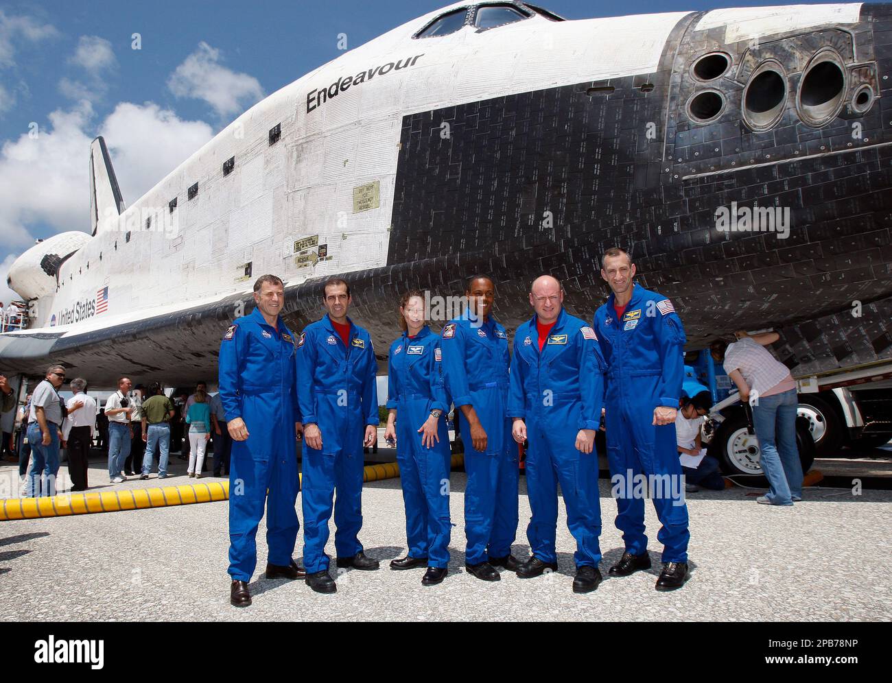 STS-118 crew members, from left, Dave Williams, of Canada, Mission ...