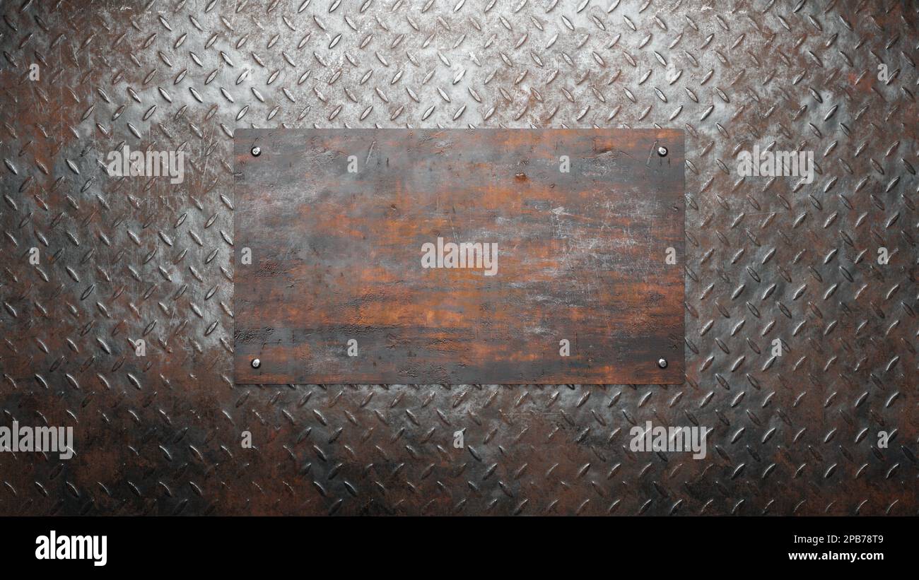Steel textured metal sheet with heavy rust. 3d illustration Stock Photo ...