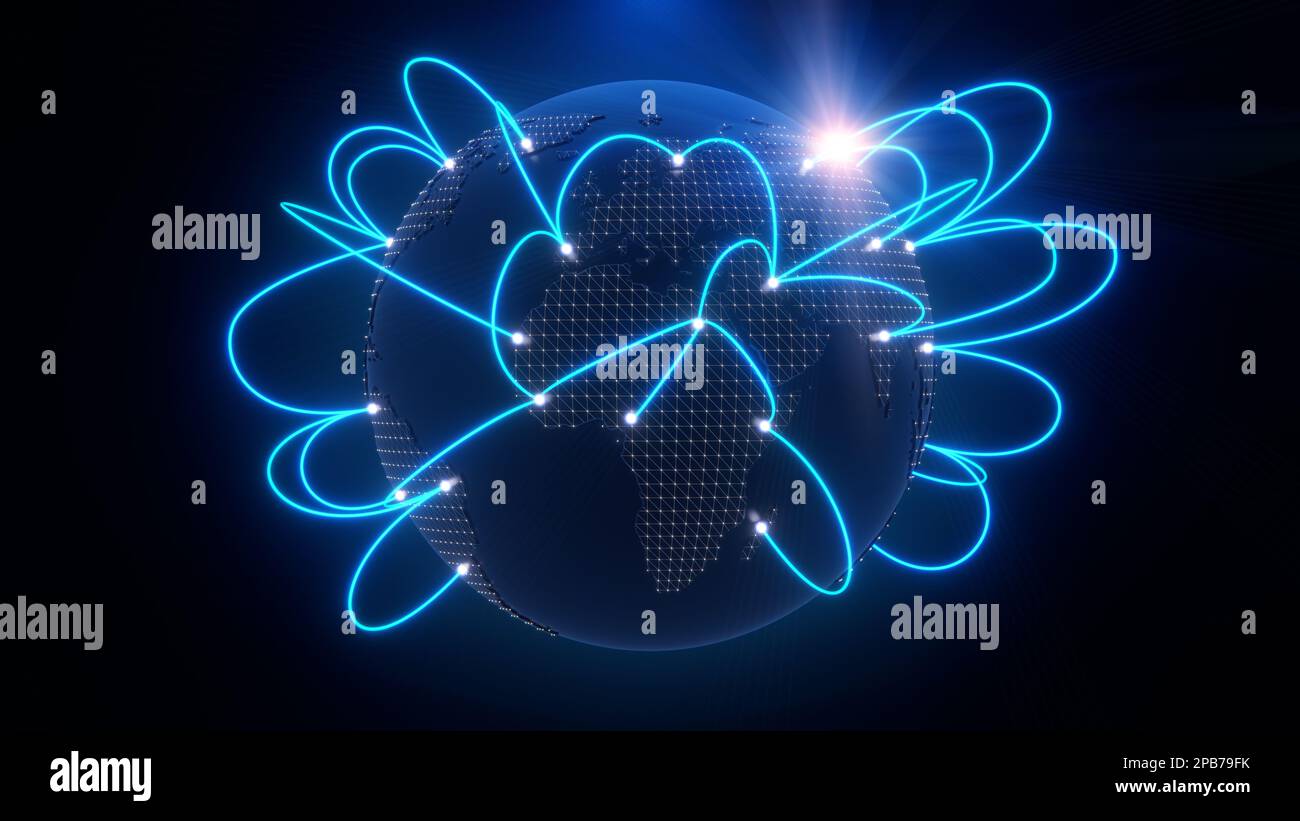 Global connection concept. Planet earth network sphere. 3d rendering ...