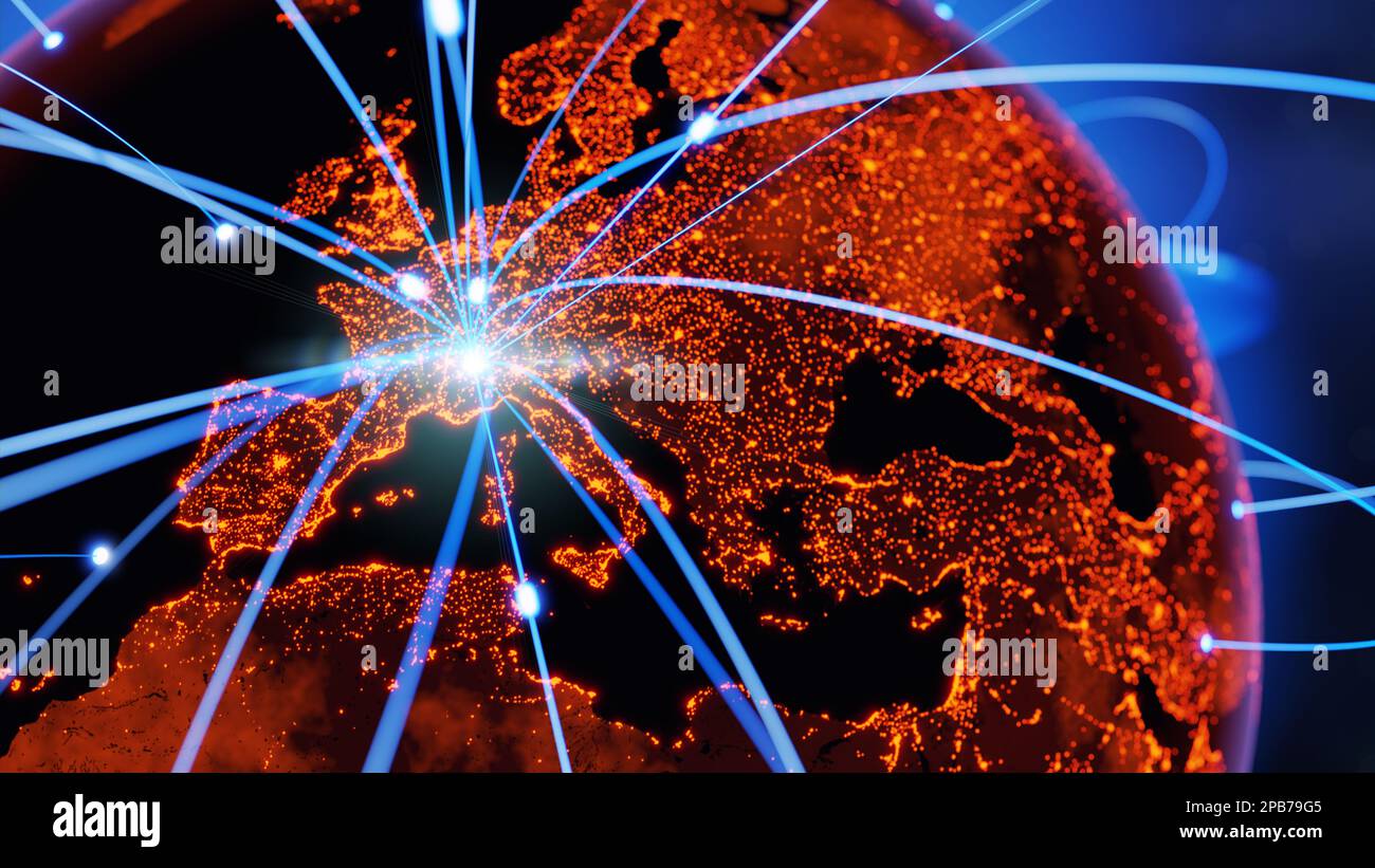 Global connection concept. Planet earth network sphere. 3d rendering ...